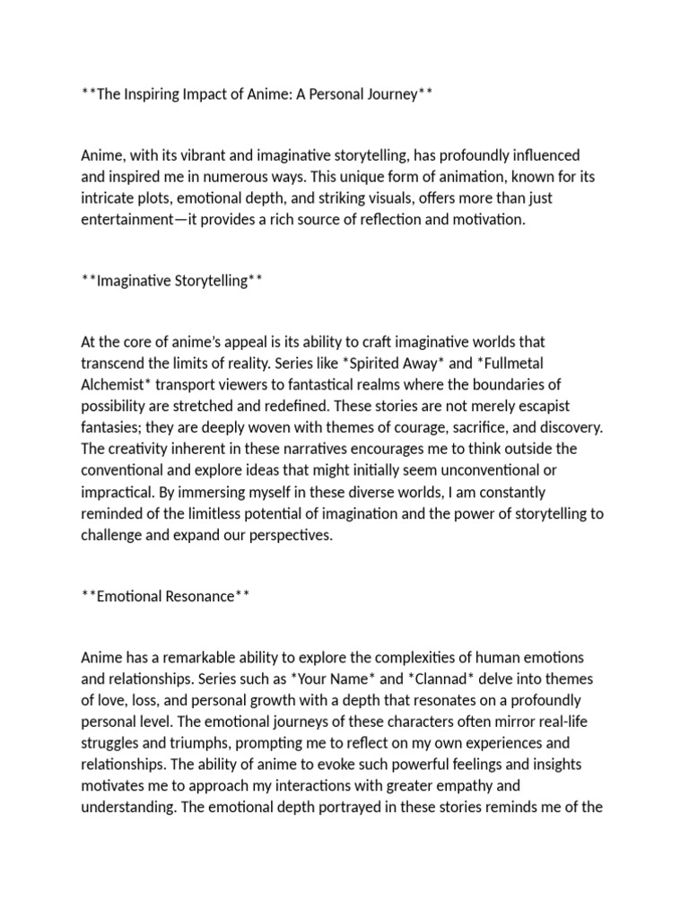 Resilience in Anime: A Personal Reflection | PDF | Anime ...