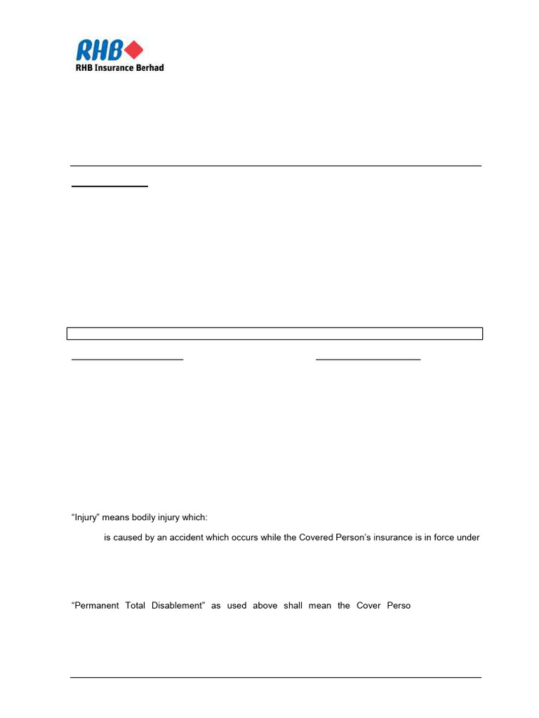 RHB Visa Infinite Card Travel Insurance | PDF | Insurance | Expense