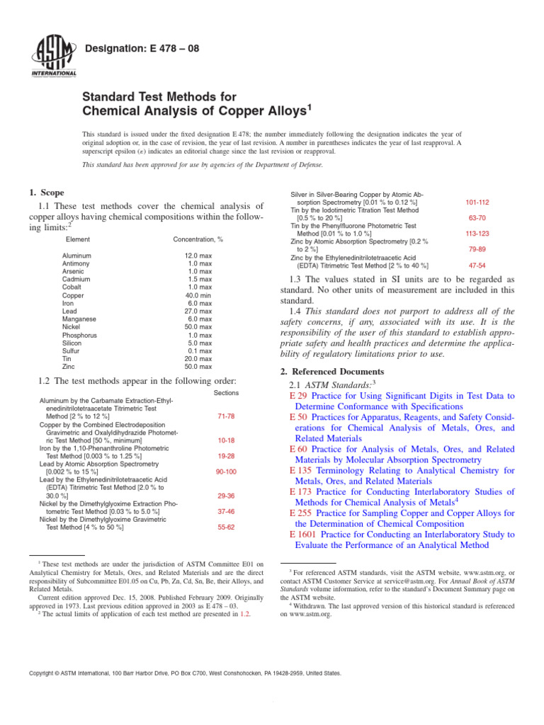 Astm E478 - 2008 | PDF | Chemistry | Titration