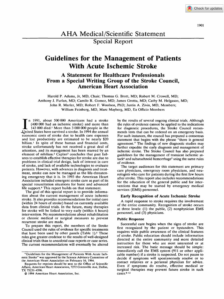 Acute Ischemic Stroke Management Guidelines | PDF | Stroke | Ischemia