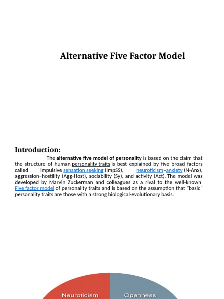 Alternative Five Factor Model | PDF | Social Psychology | Personality ...