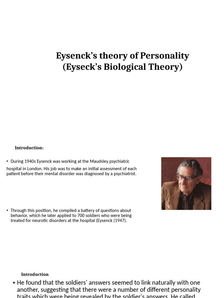 Eysenck's Theory of Personality | PDF | Extraversion And Introversion | Psychology