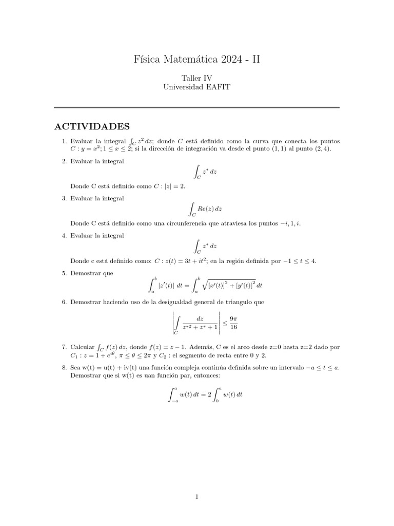 Taller 4 - V2 | PDF | Integral | Curva