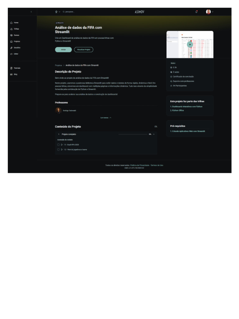 Análise de Dados Da FIFA Com Streamlit | PDF