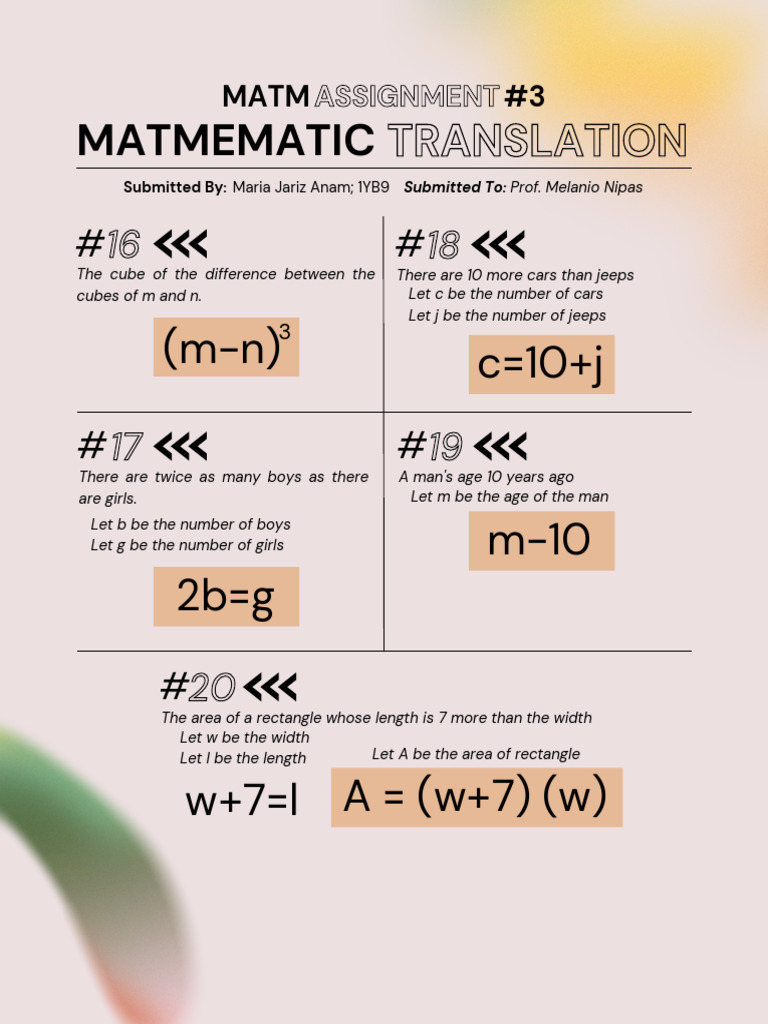 Mathematical Translations and Equations | PDF