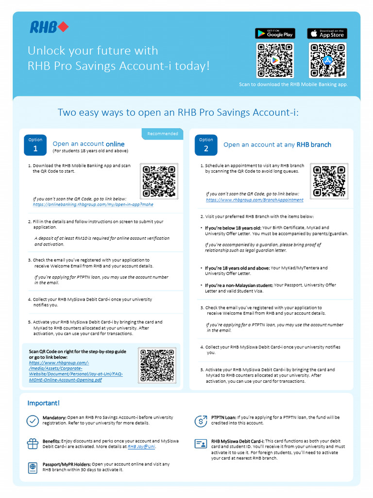 Account Opening For RHB Pro Savings Account-I | PDF | Government And ...
