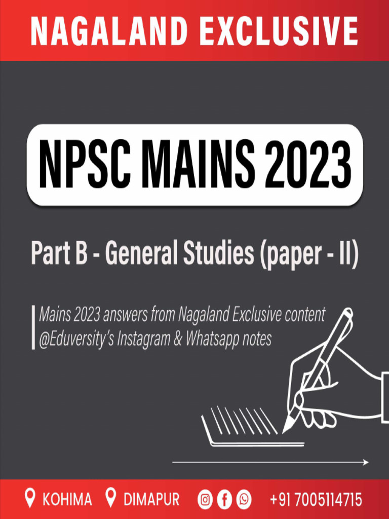(Edu) Nagaland Exclusive NPSC MAINS 2023 | PDF