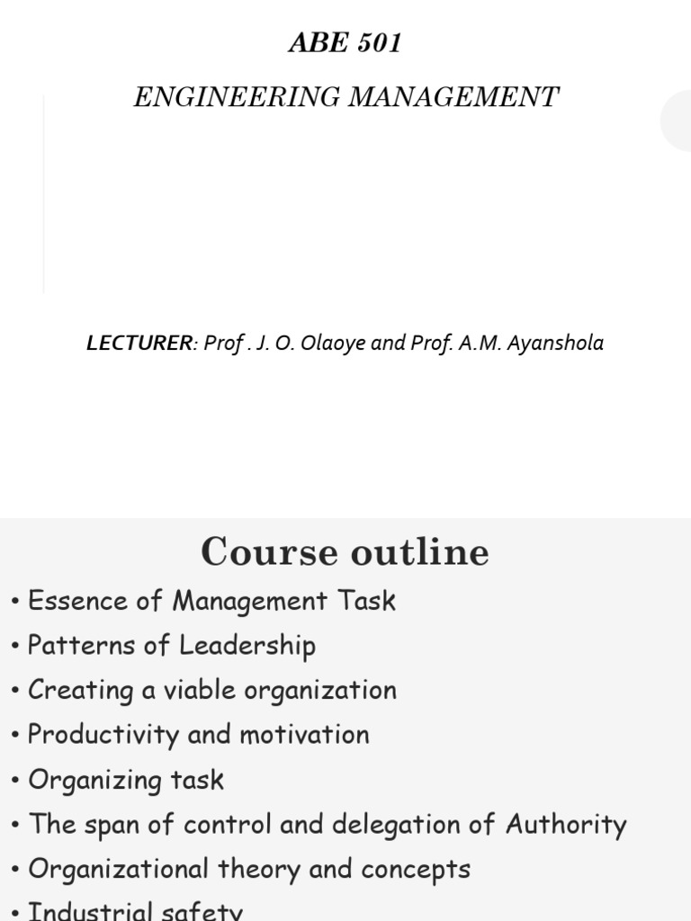 Engineering Management Course Overview | PDF | Forecasting | Engineering