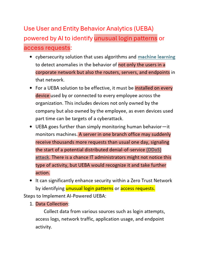 Use User and Entity Behavior Analytics (UEBA) Powered by AI | PDF | Security | Computer Security