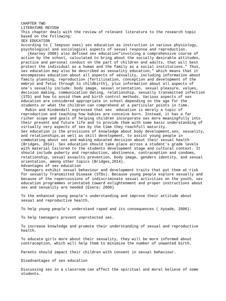Chapter Two | PDF | Sex Education | Reproductive System