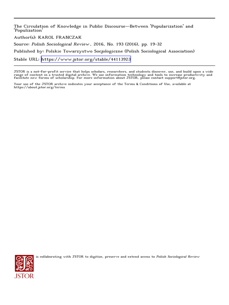 FRANCZAK CirculationKnowledgePublic 2016 | PDF | Knowledge | Public Sphere