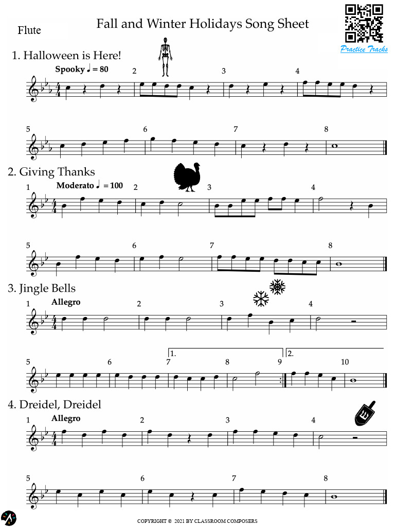 8 - Flute Fall and Winter Song Sheet | PDF