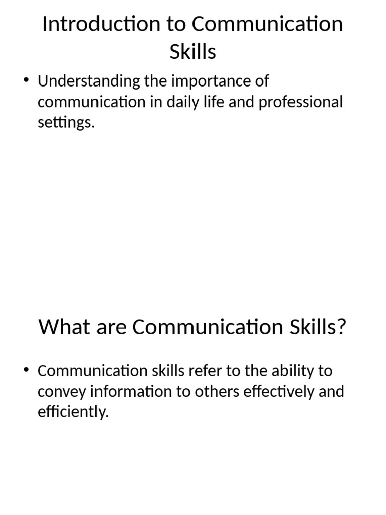 Intro To Communication Skills | PDF