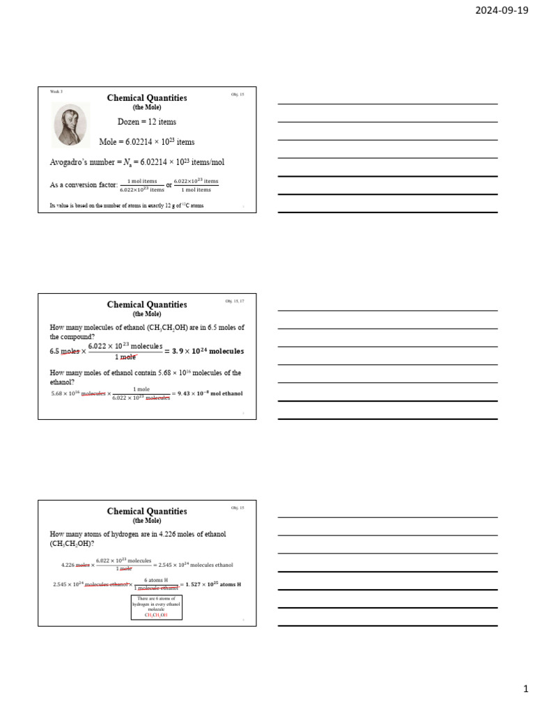 Moles of Ethanol in 1.50 g Sample | PDF | Stoichiometry | Redox