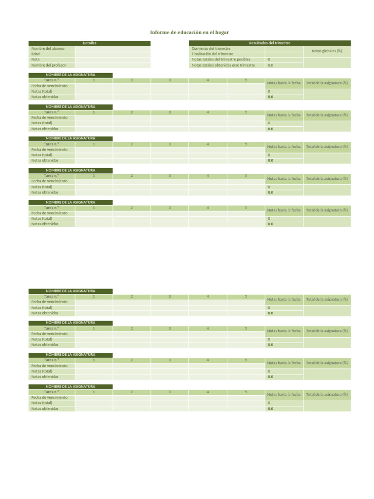 Registro de Progreso de Enseñanza en El Hogar | PDF