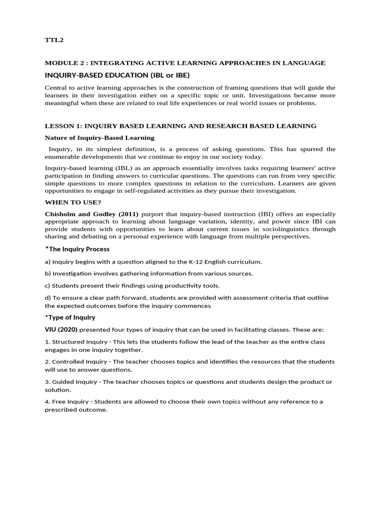 Integrating Active Learning Approaches in Language Learning | PDF | Learning | Project Based ...