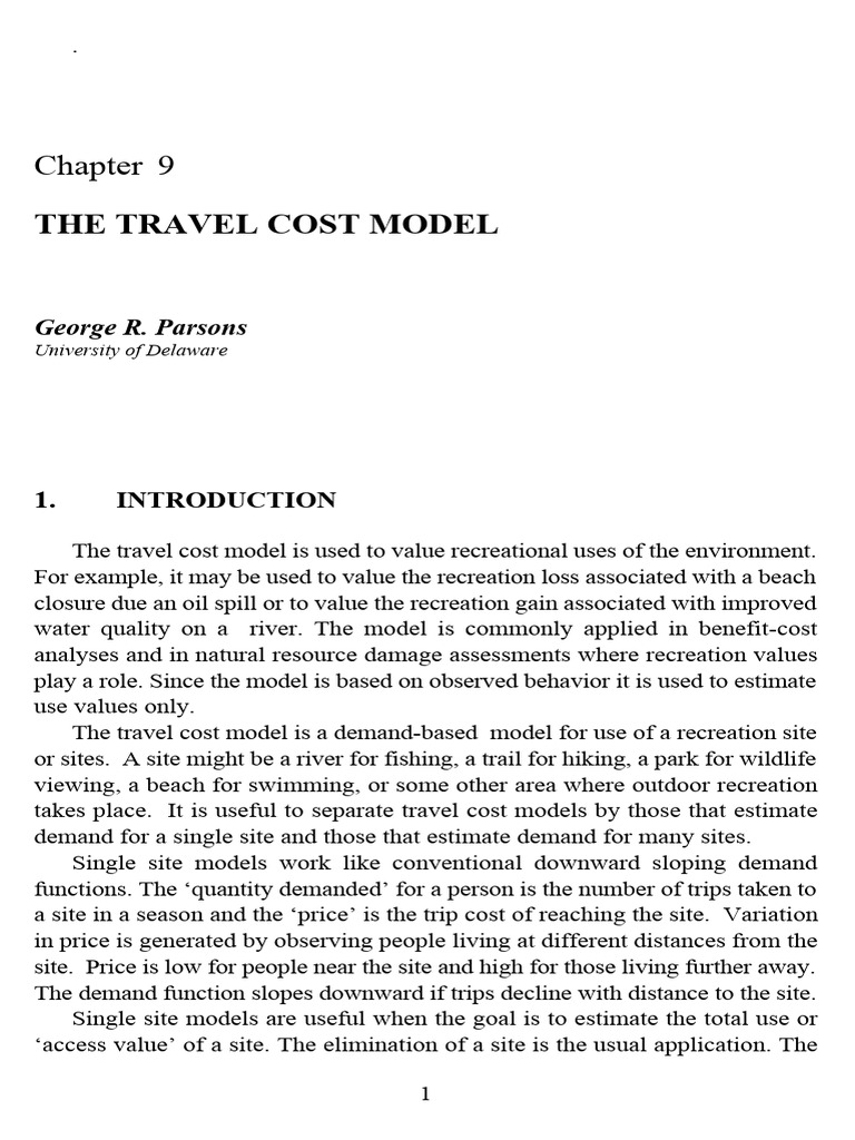 The Travel Cost Model | PDF | Sampling (Statistics) | Survey Methodology