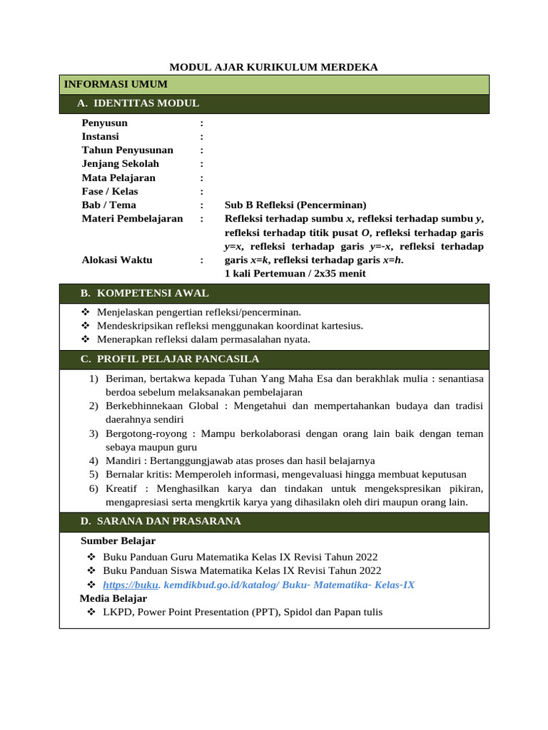 Modul Ajar Refleksi | PDF | Karier & Perkembangan | Seni