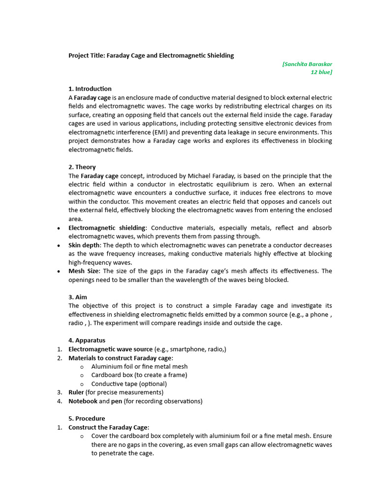 DIY Faraday Cage for EM Shielding | PDF | Physical Sciences | Waves