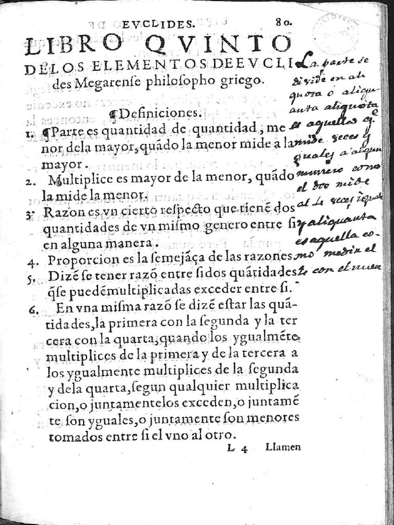 Elementos de Euclides - Libro Quinto - Edición 1576 | PDF