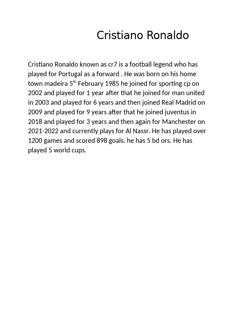 Cristiano Ronaldo | PDF | Sports & Recreation