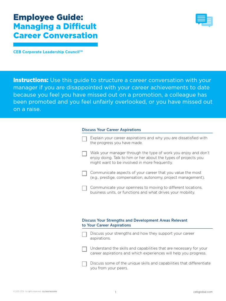 Career Conversation Guide for Employees | PDF | Human Communication ...