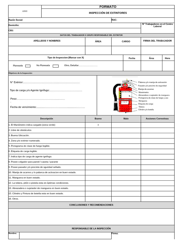 FORMATO Inspección de Extintores | PDF