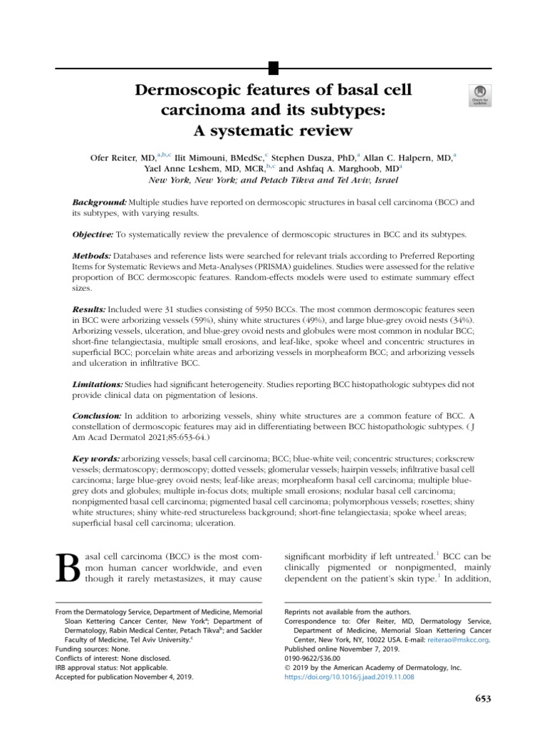 Dermoscopic Features of Basal Cell Carcinoma and Its Subtypes - A ...