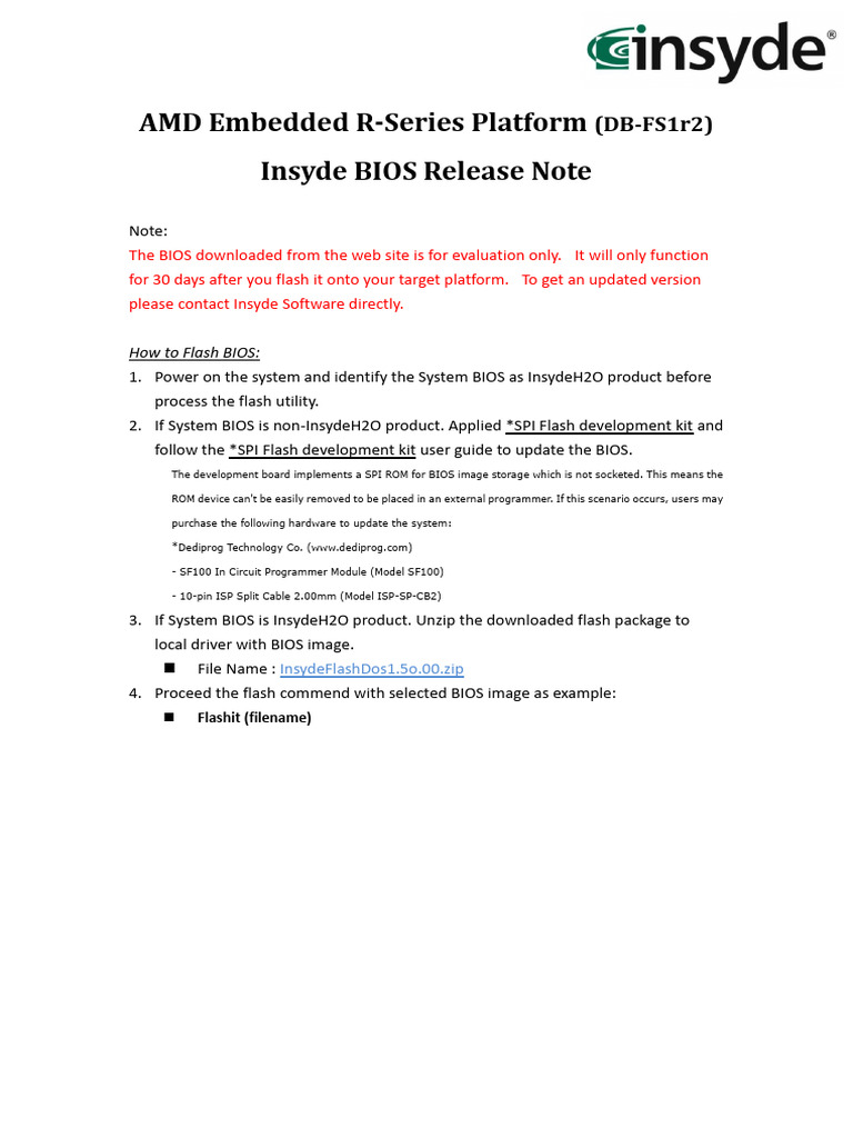 BIOS Release Note for Developers | PDF | Bios | Booting