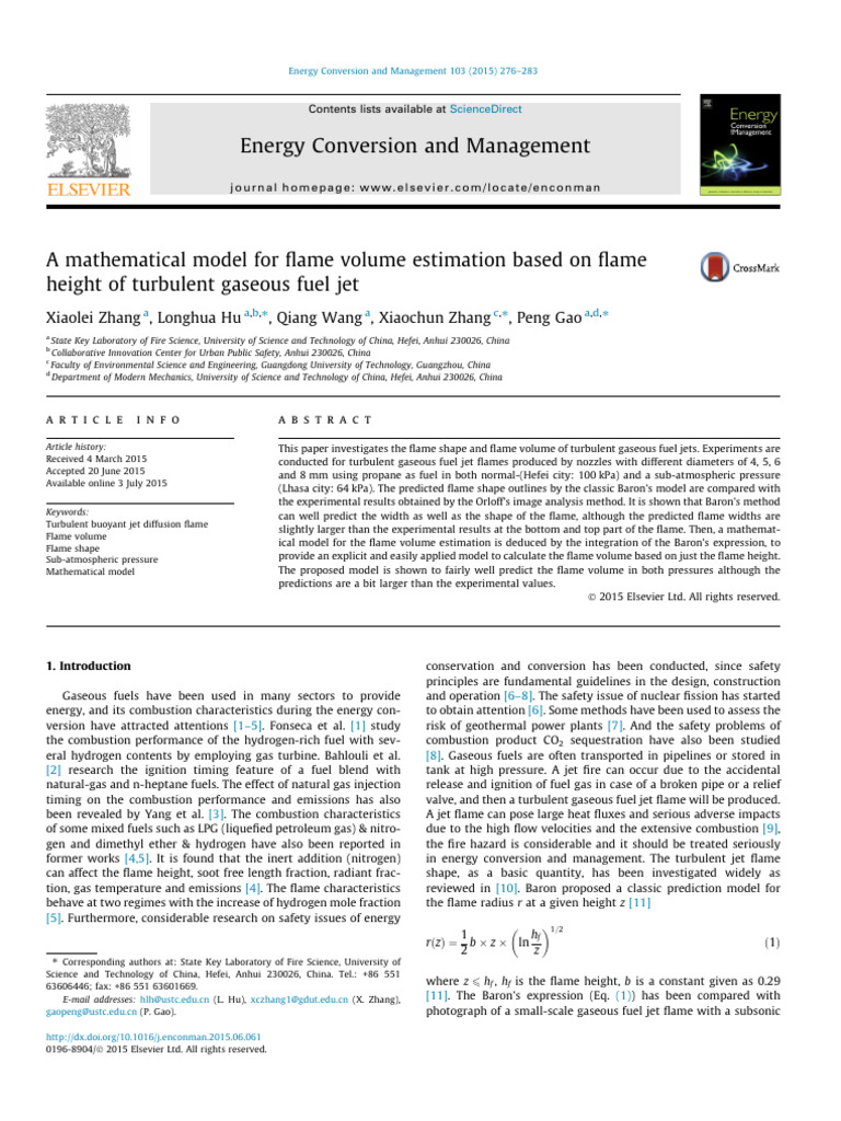 A Mathematical Model For Flame Volume Estimation Based On Flame | PDF | Combustion | Gases