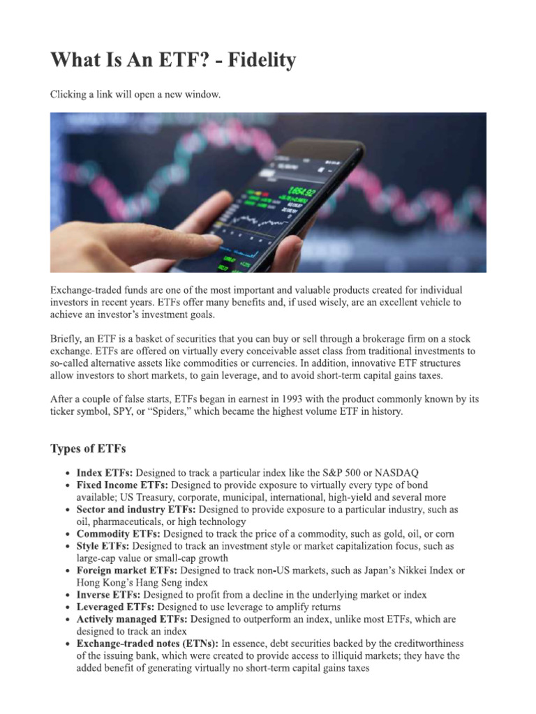 What Is An ETF - Fidelity | PDF