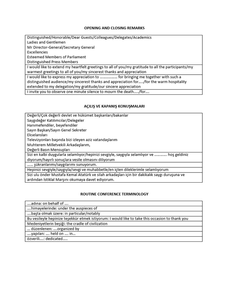 Opening and Closing Remarks | PDF