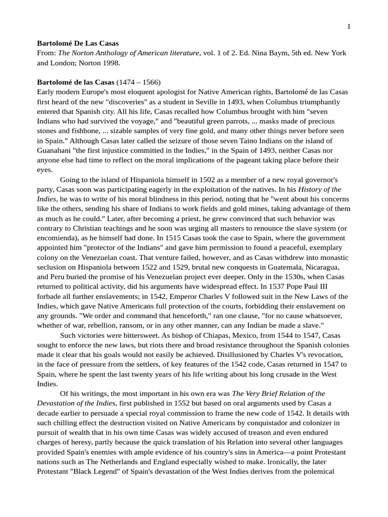 Bartolome de Las Casas | PDF | Christopher Columbus