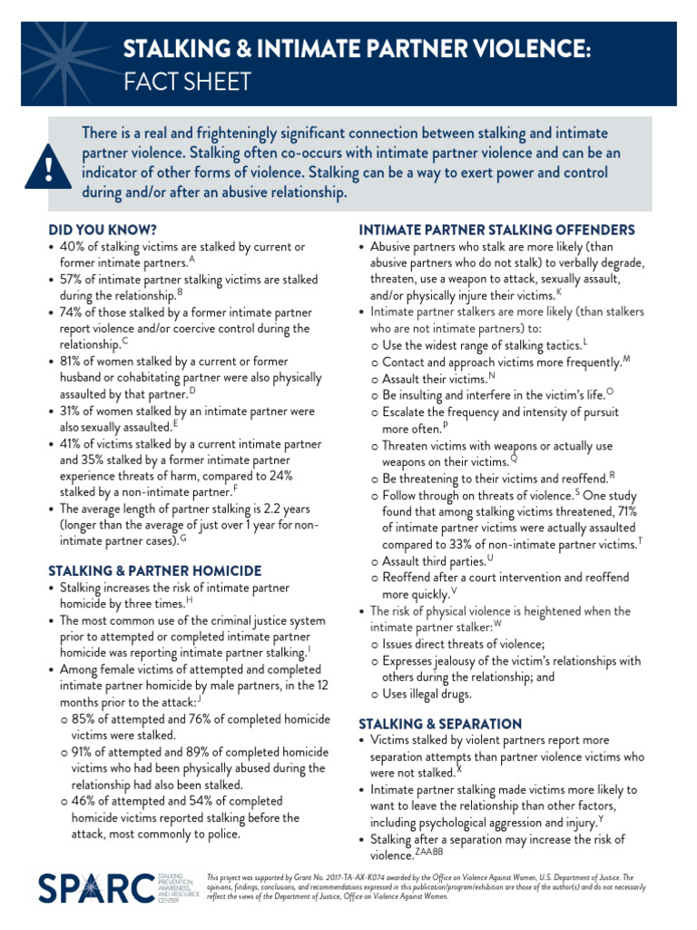 Stalking IPV Fact Sheet | PDF | Stalking | Violence