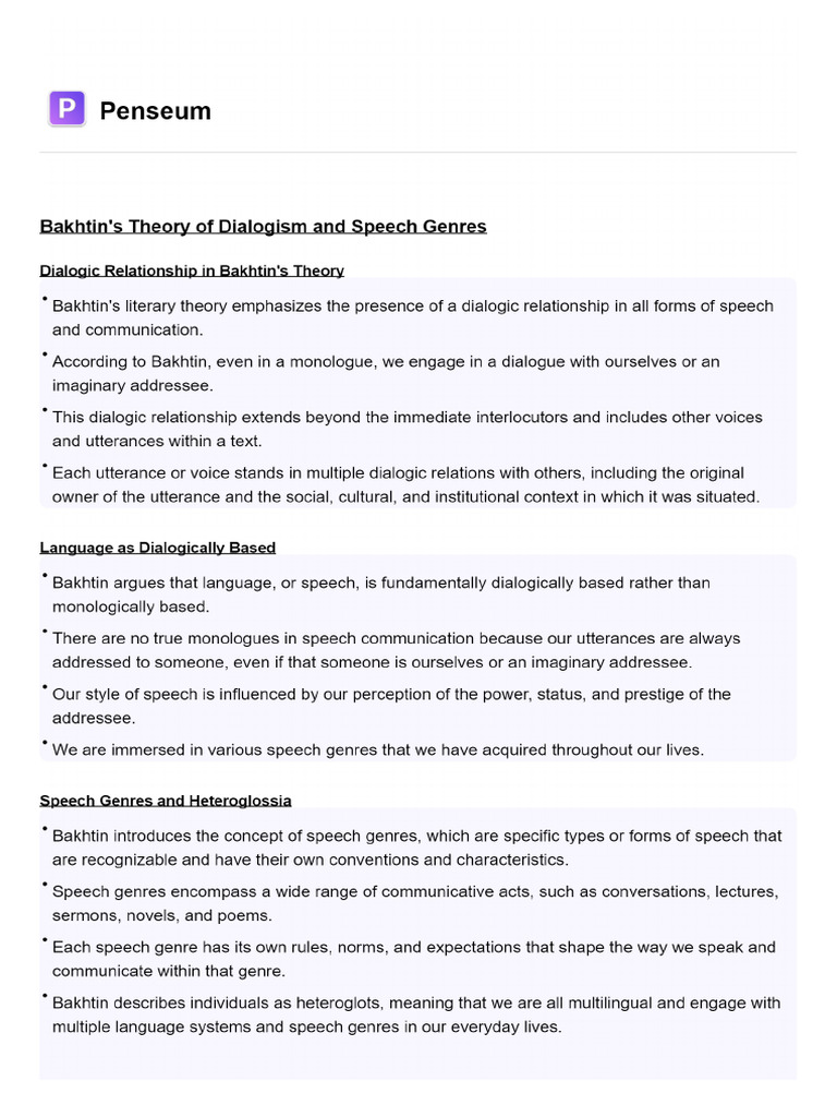 Dialogic Relationship in Bakhtin | PDF