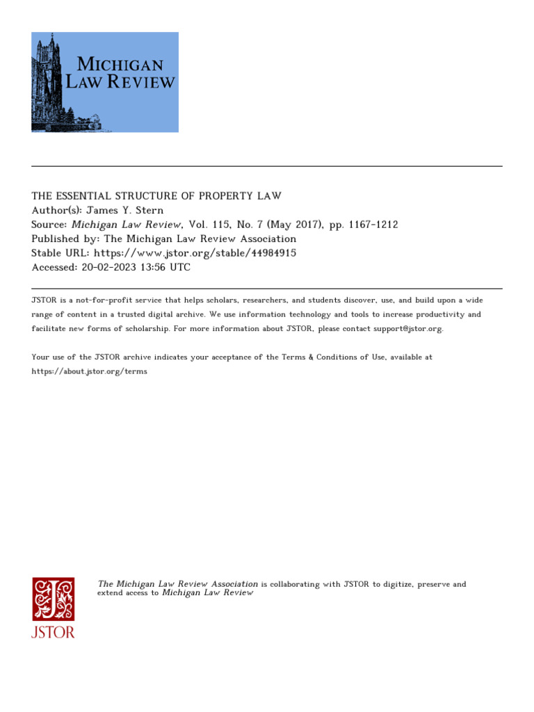 The Essential Structure of Property Law | PDF | Property | Tort
