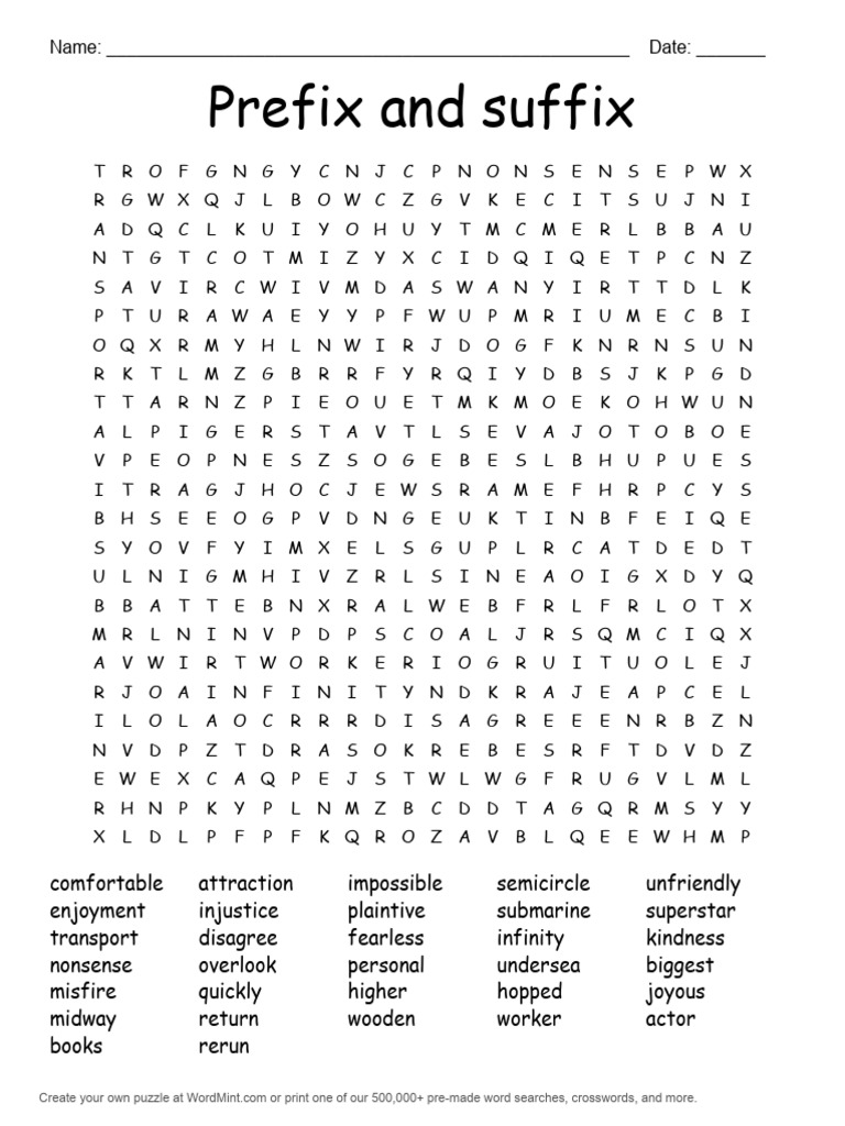 Prefix and Suffix Puzzle Creation | PDF | Word Puzzles | Puzzles