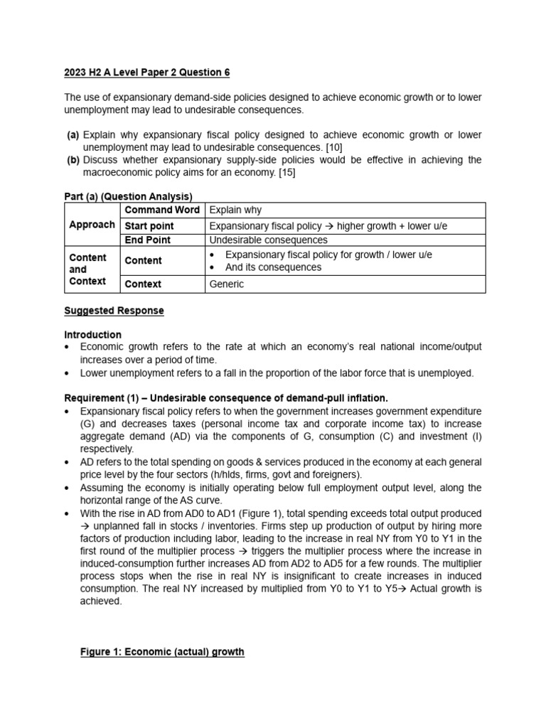 EJC Econs N2023 H2 EQ6 - Students | PDF | Economic Growth | Fiscal Policy