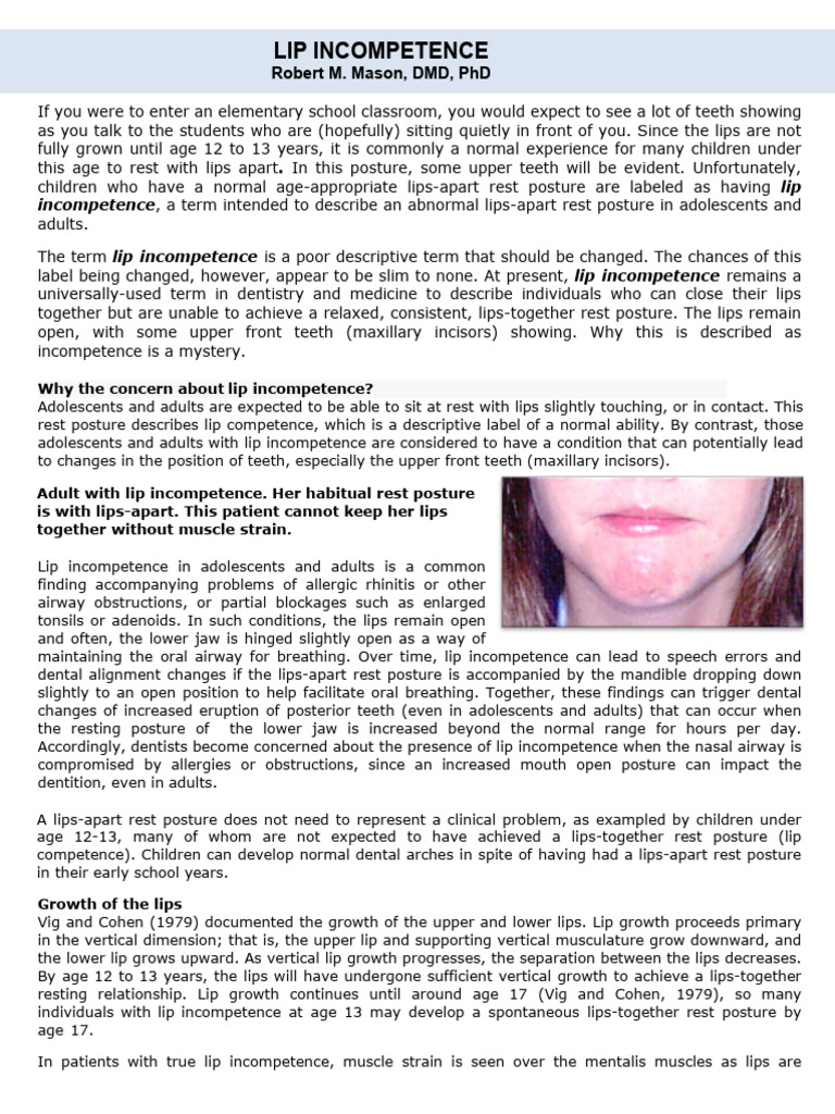 Orofacial Myologist Lip Incompetence | PDF | Orthodontics | Mouth