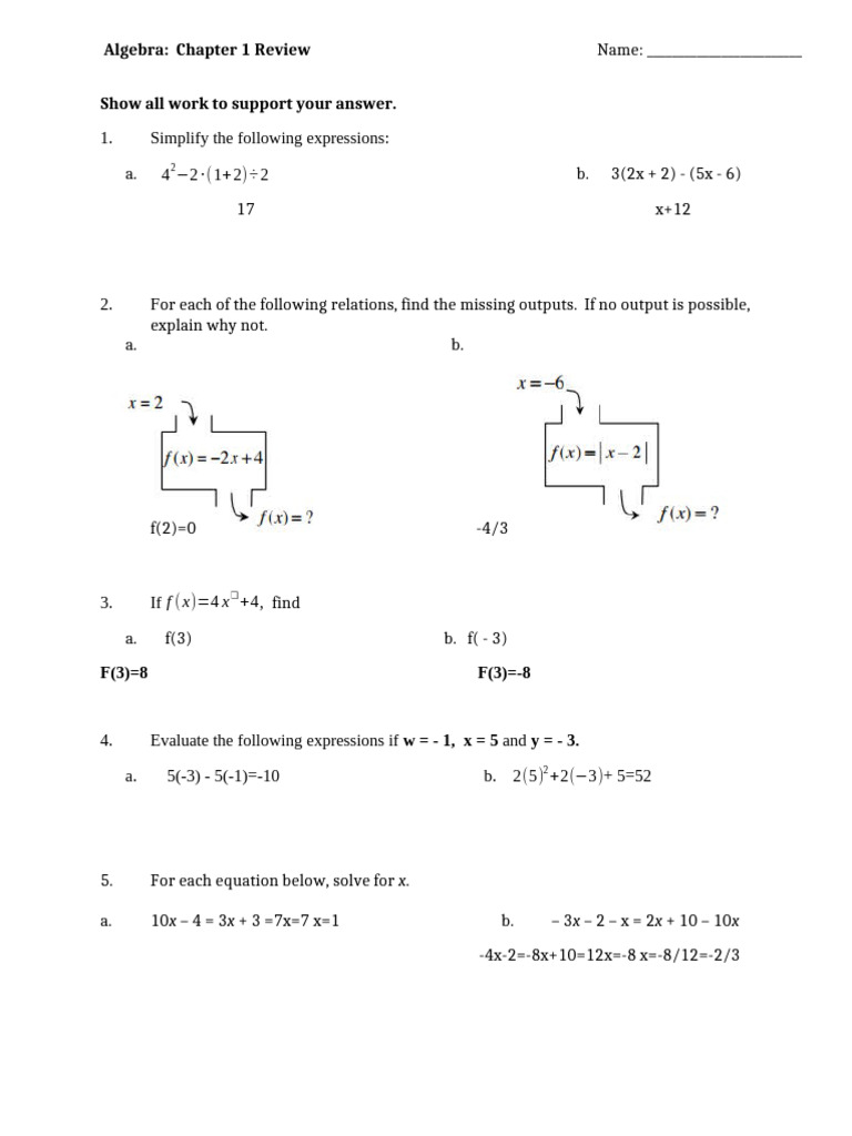 Mathchapter 1 Review | PDF