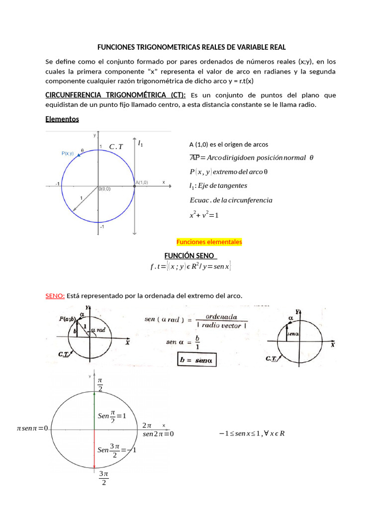 Funciones Trigonometricas | PDF | Funciones trigonométricas | Pi