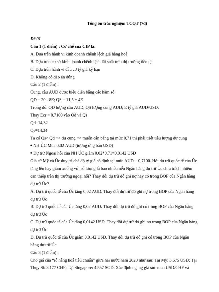 Tổng ôn trắc nghiệm TCQT | PDF