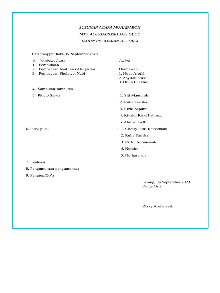 Susunan Acara Muhadaroh 2 | PDF | Perjalanan