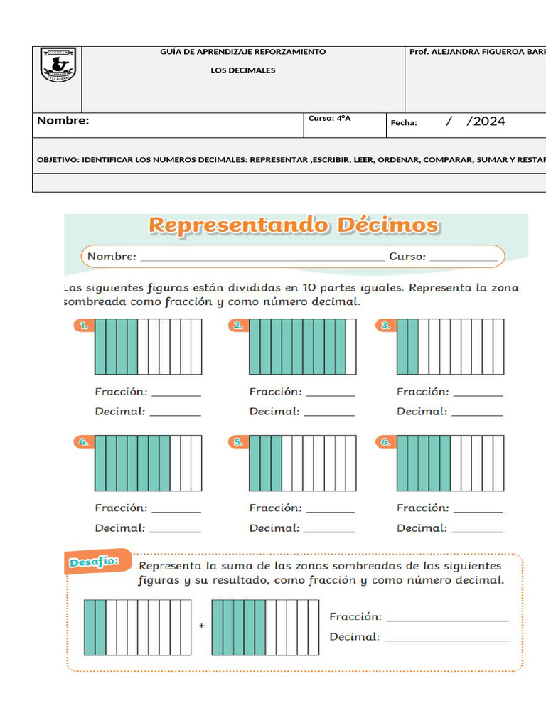 Guía de Aprendizaje: Números Decimales | PDF