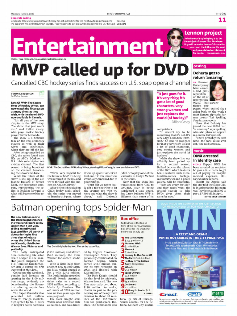 Entertainment: MVP Called Up For DVD | PDF | Television