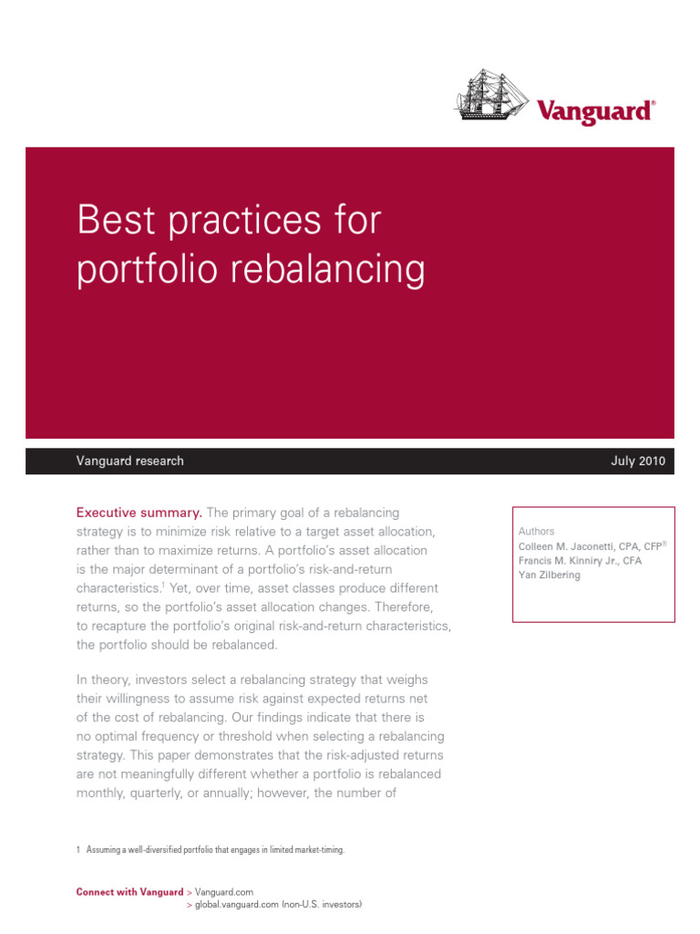 2010 Vanguard Best Practices For Portfolio Rebalancing | PDF | Exchange ...