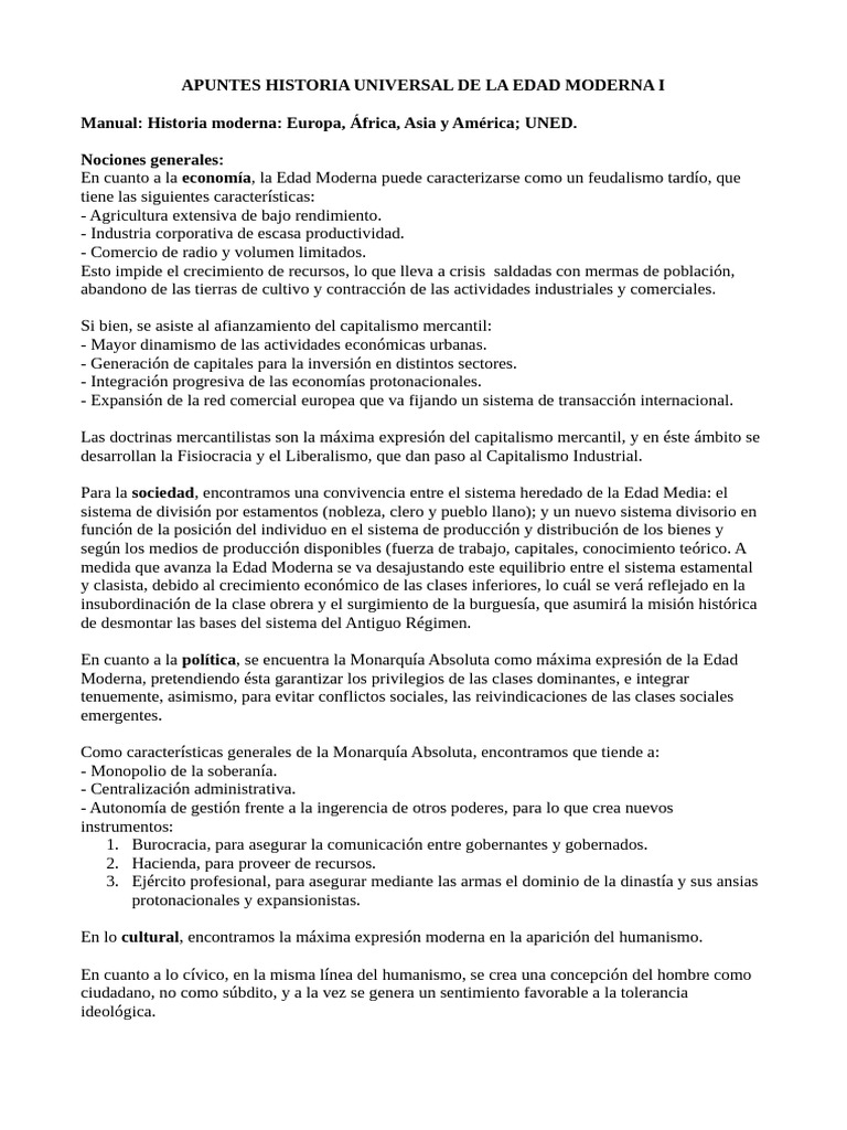 Apuntes Generales Historia Universal de La Edad Moderna | PDF | Período ...