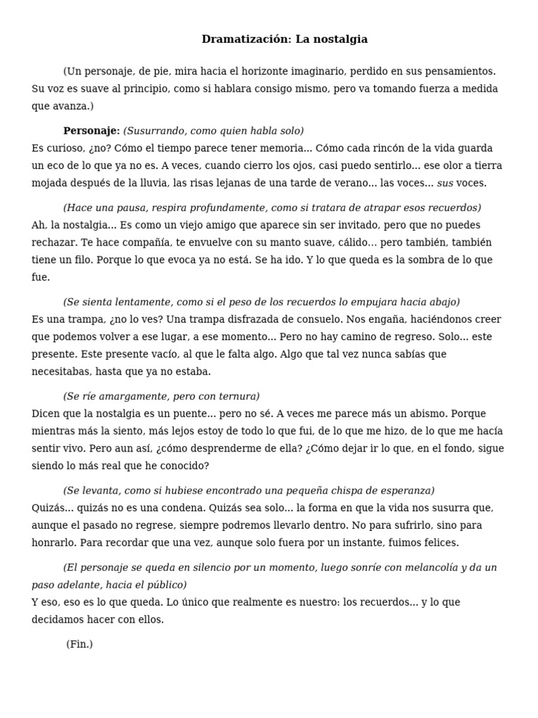 Dramatización - Nostalgia | PDF
