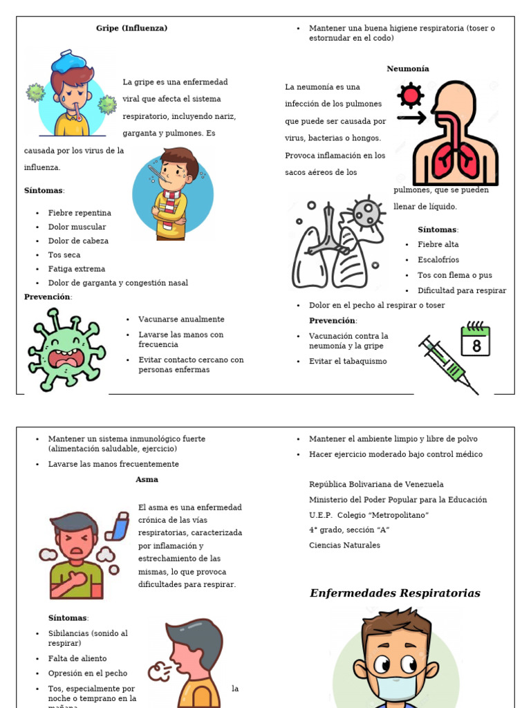 Enfermedades Respiratorias - Díptico | PDF | Influenza | Neumonía