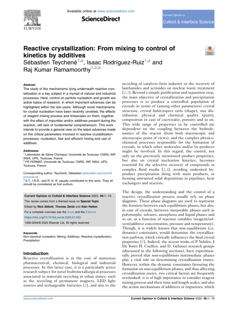 Cristalizacion Reactiva Cinetica | PDF | Nucleation | Crystallization